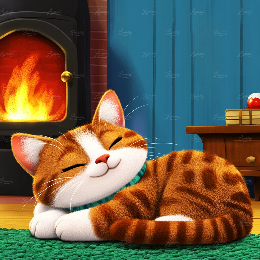 Serene Sleeping Cat Illustration Illustration on Lummi