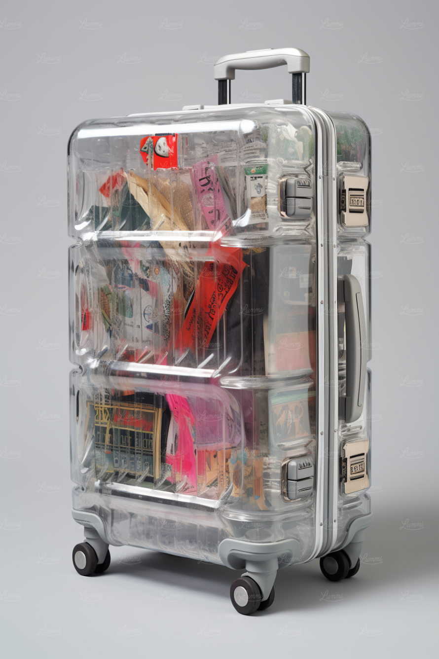 Transparent Traveler's Suitcase with Colorful Contents Photo on Lummi