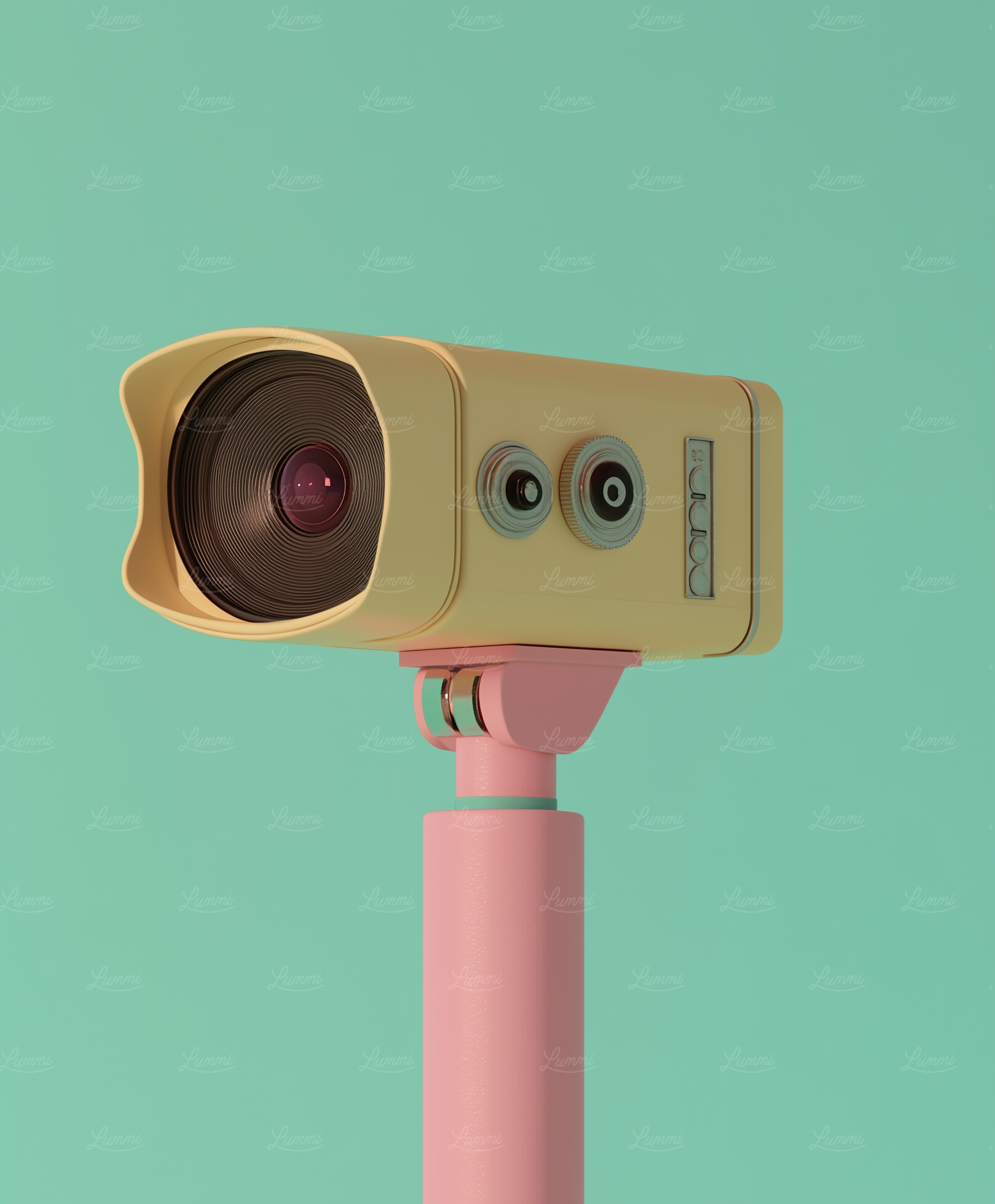 Stylized Anthropomorphic Vintage Camera 3D Image on Lummi