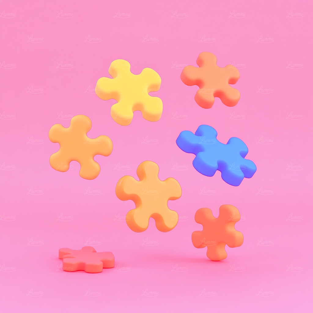 Floating Puzzle Pieces 3D Image on Lummi