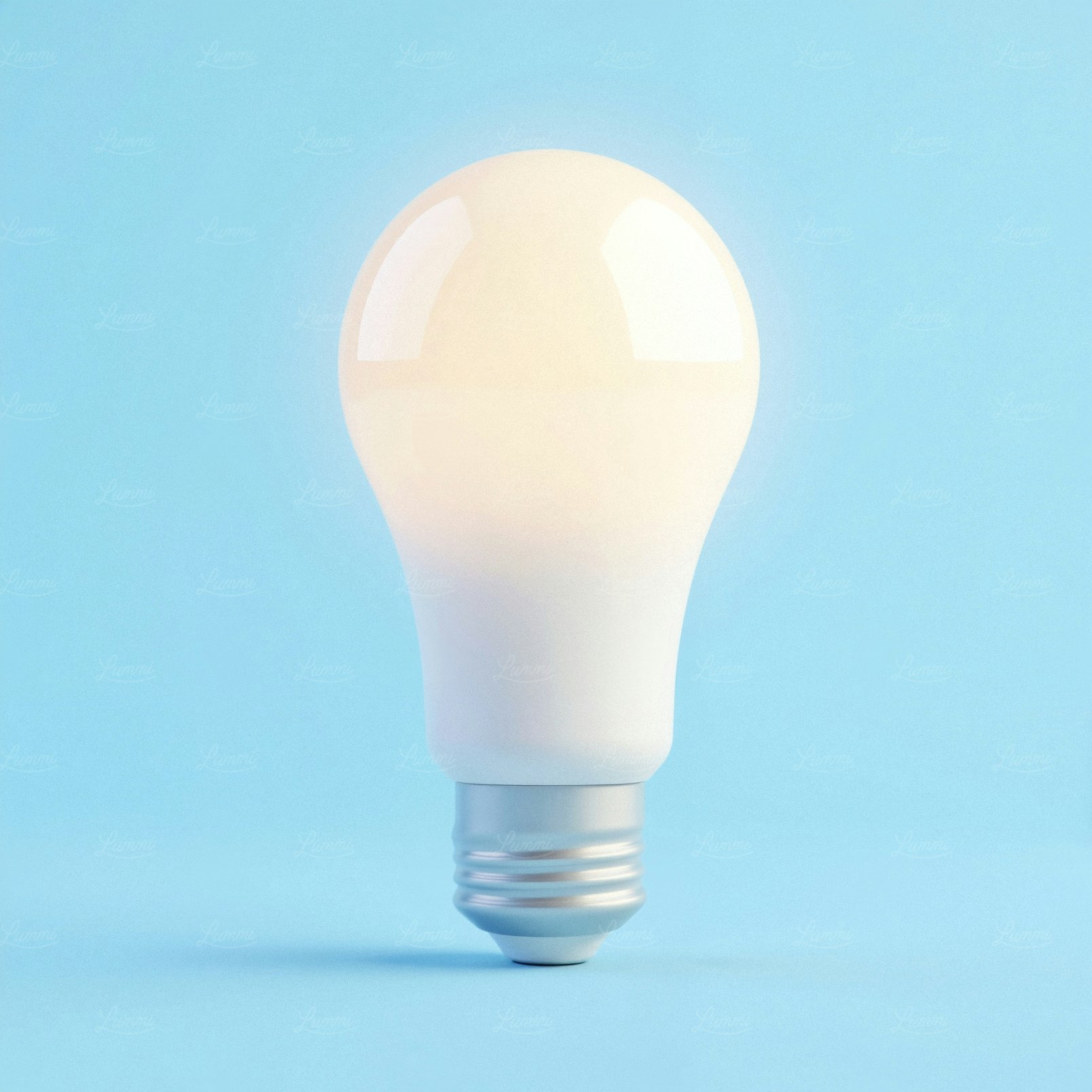 Light Bulb on Blue Background 3D Image on Lummi