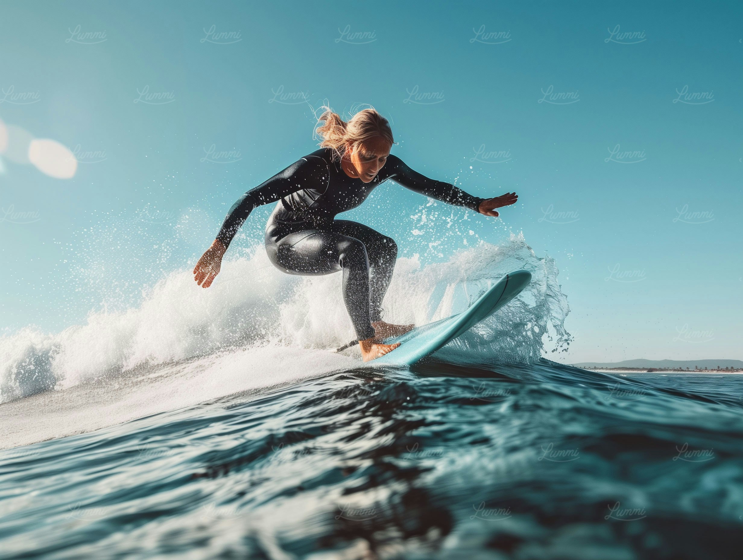 Female Surfer Riding a Wave Photo on Lummi