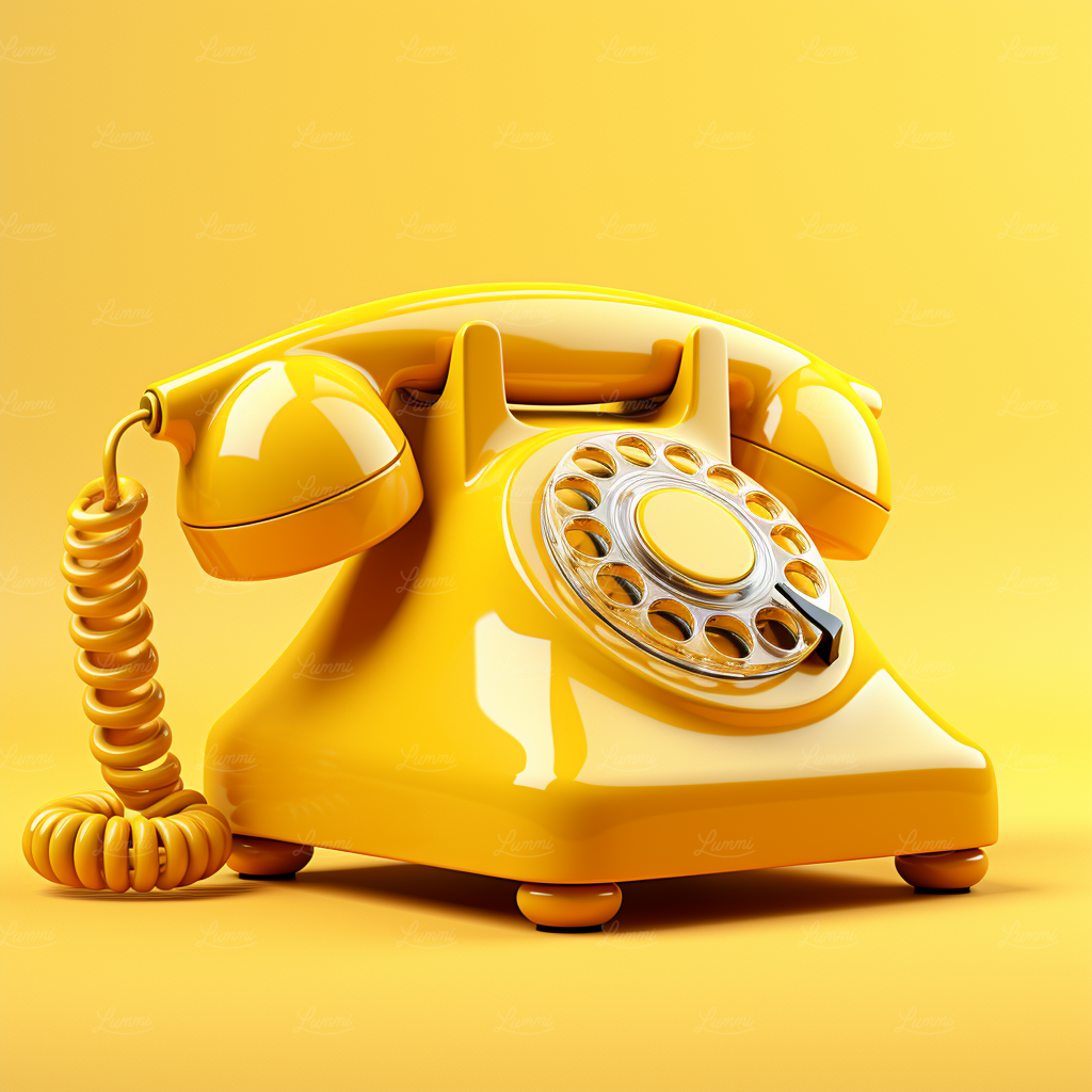 Vintage Yellow Rotary Phone 3D Image on Lummi