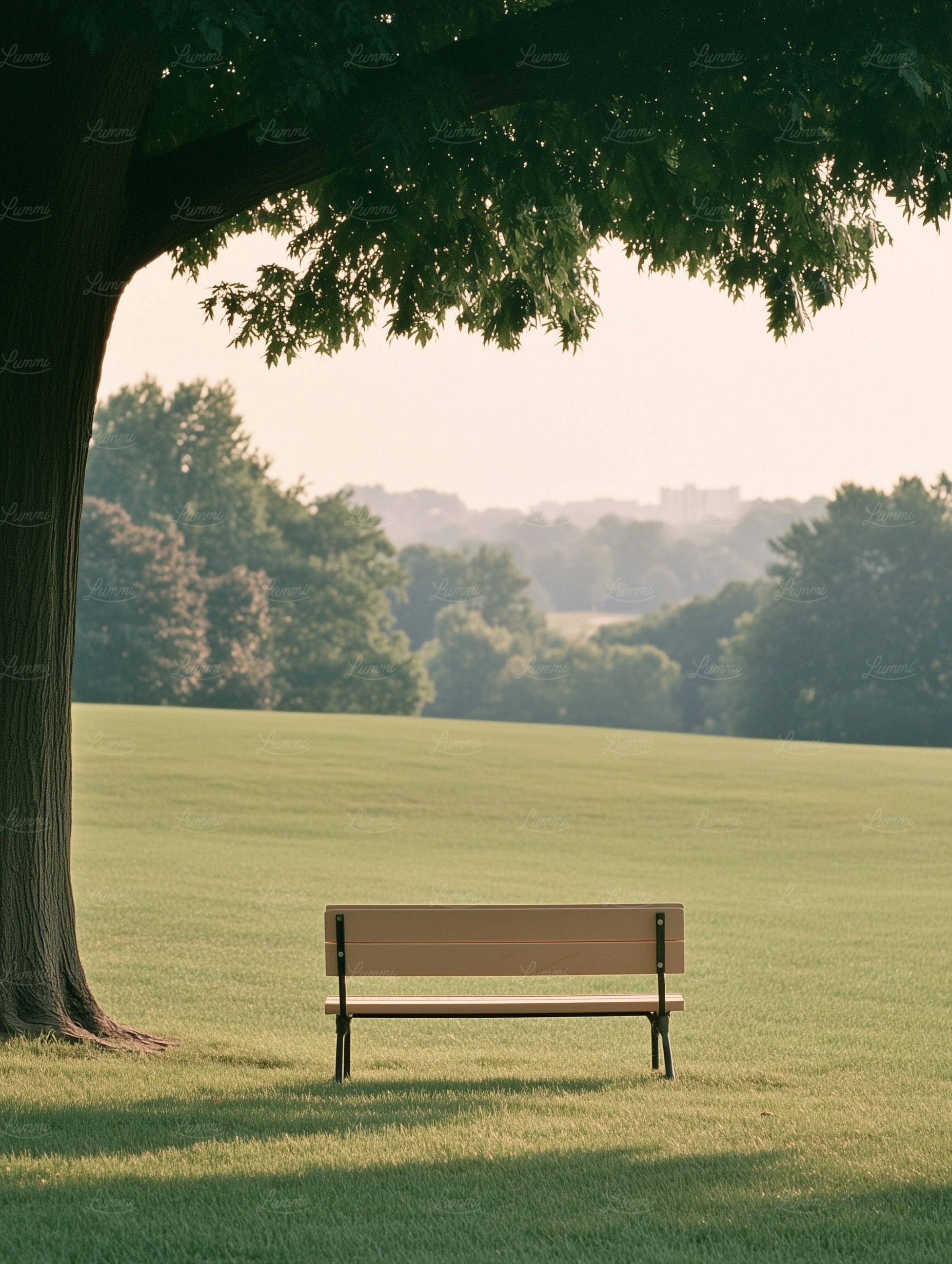Serene Park Bench Scene Photo on Lummi