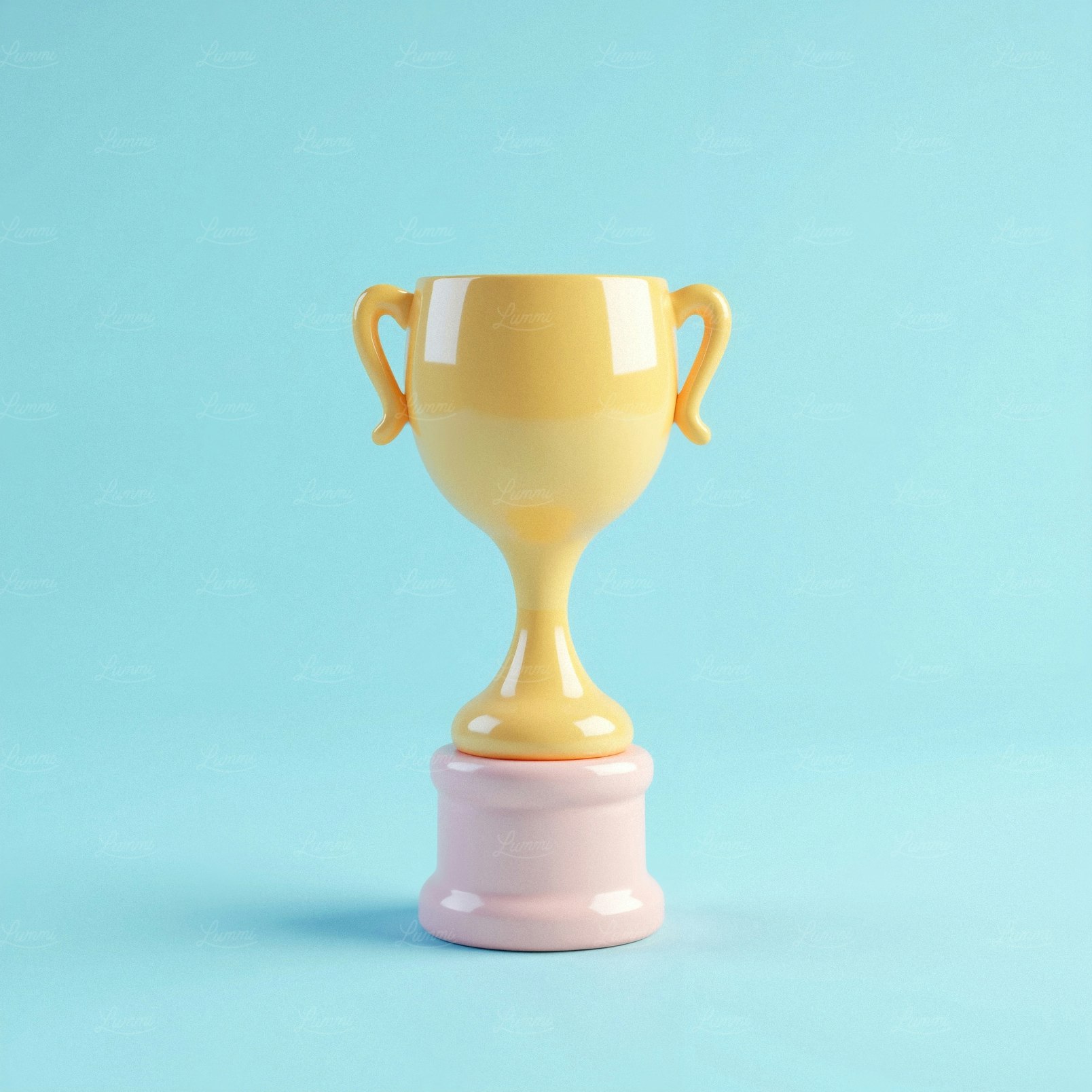 Elegant Trophy on Pastel Background 3D Image on Lummi