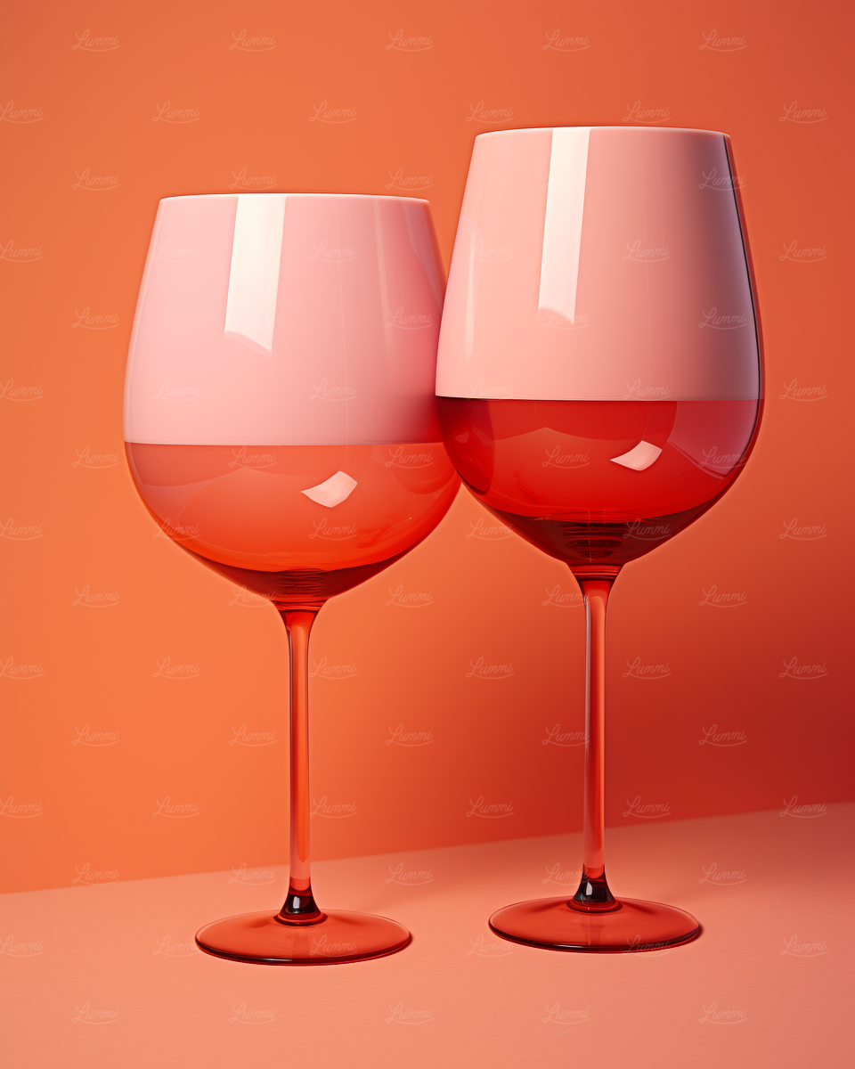 Symmetry in Sienna: The Aesthetic of Empty Wine Glasses 3D Image on Lummi