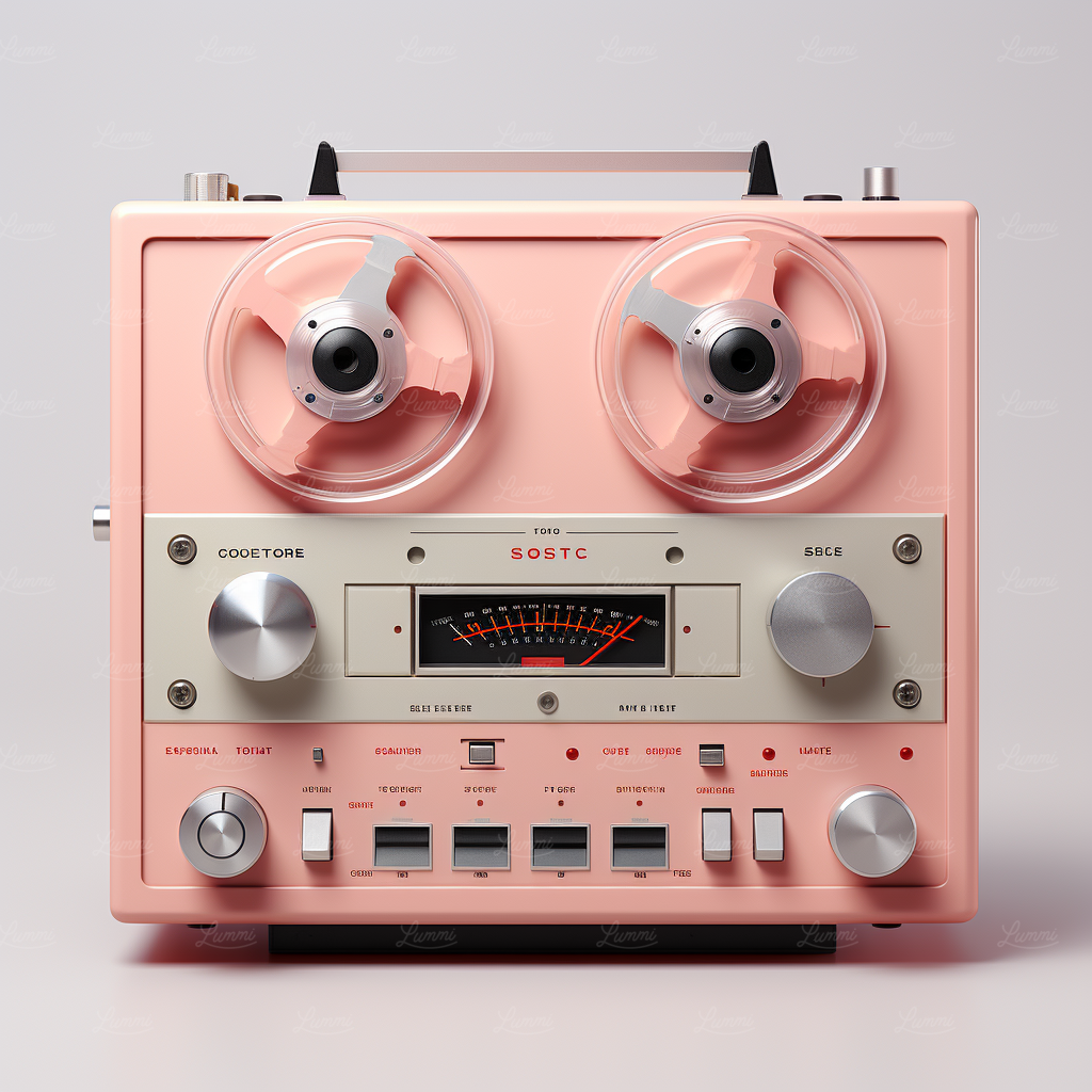 Retro Pink Reel-to-Reel Tape Recorder 3D Image on Lummi