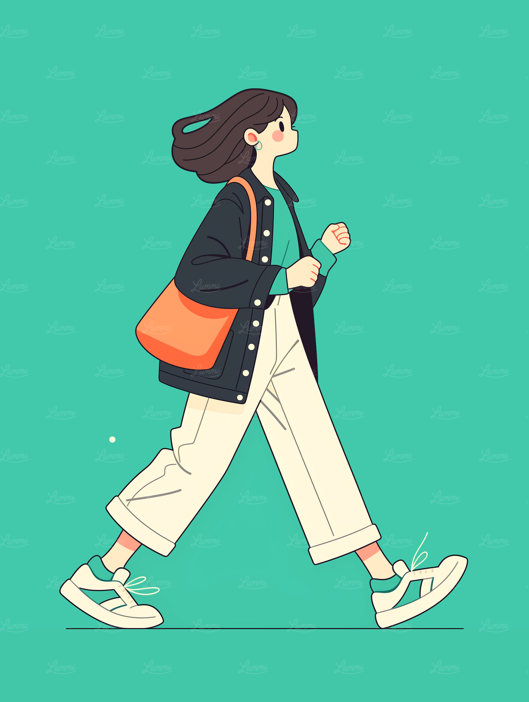 Stylized Illustration of a Person Walking Illustration on Lummi