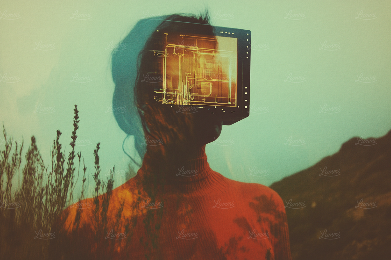 Silhouette with Digital Overlay Photo on Lummi