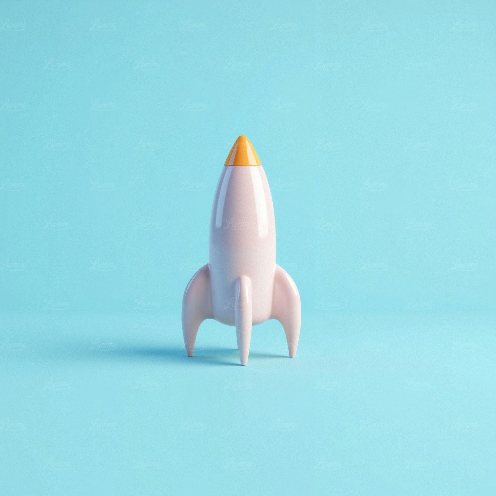 Stylized Rocket on Blue Background 3D Image on Lummi