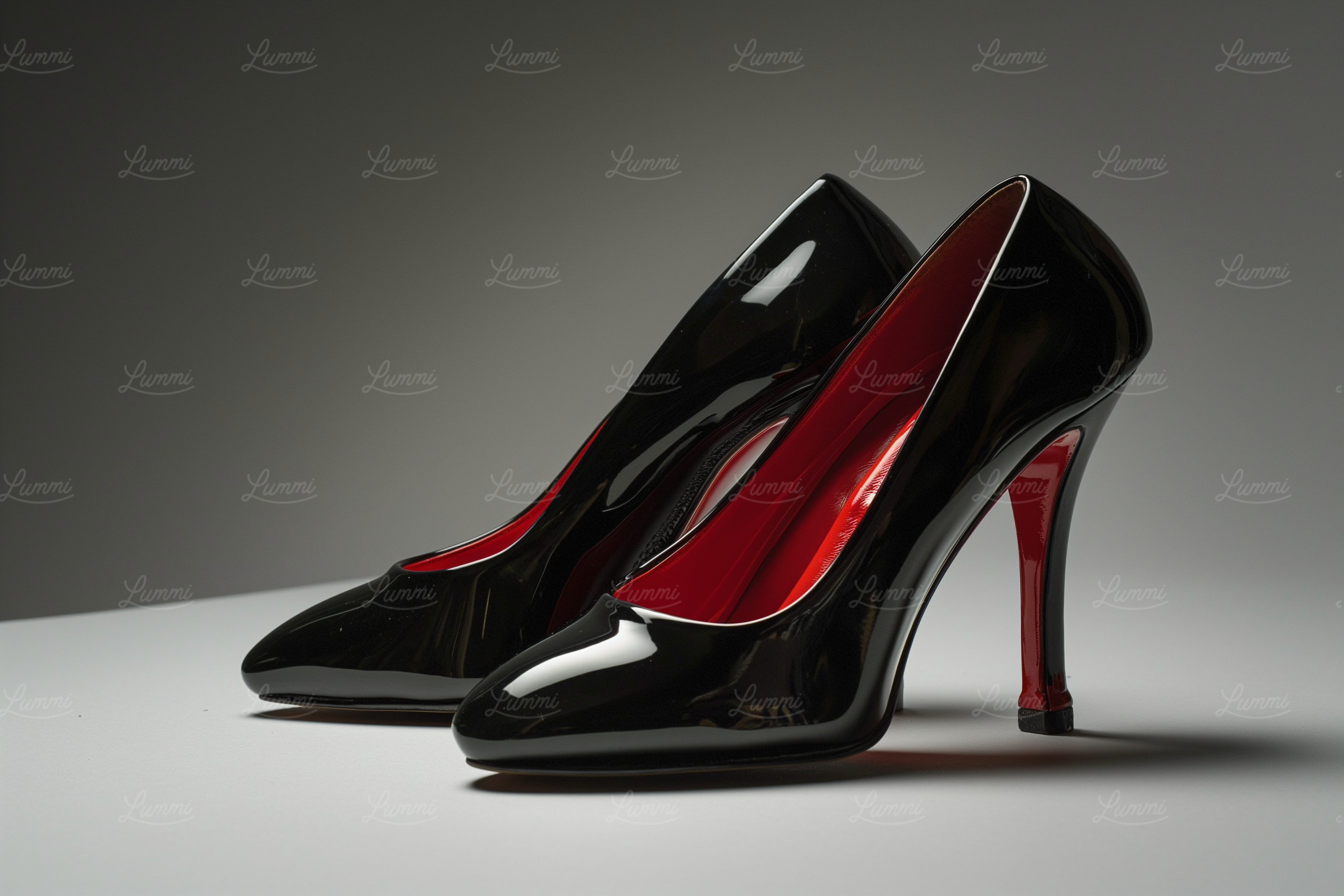 Elegant Black High-Heels with Signature Red Soles Photo on Lummi