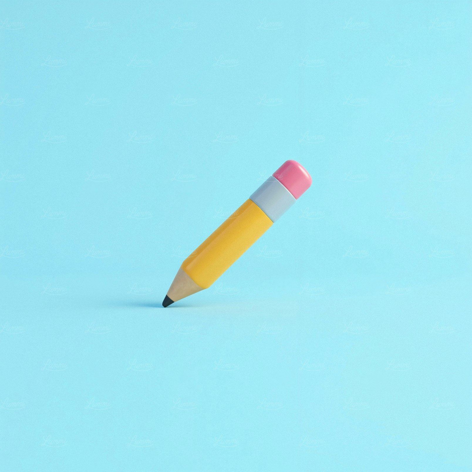 Stylized Pencil on Blue Background 3D Image on Lummi