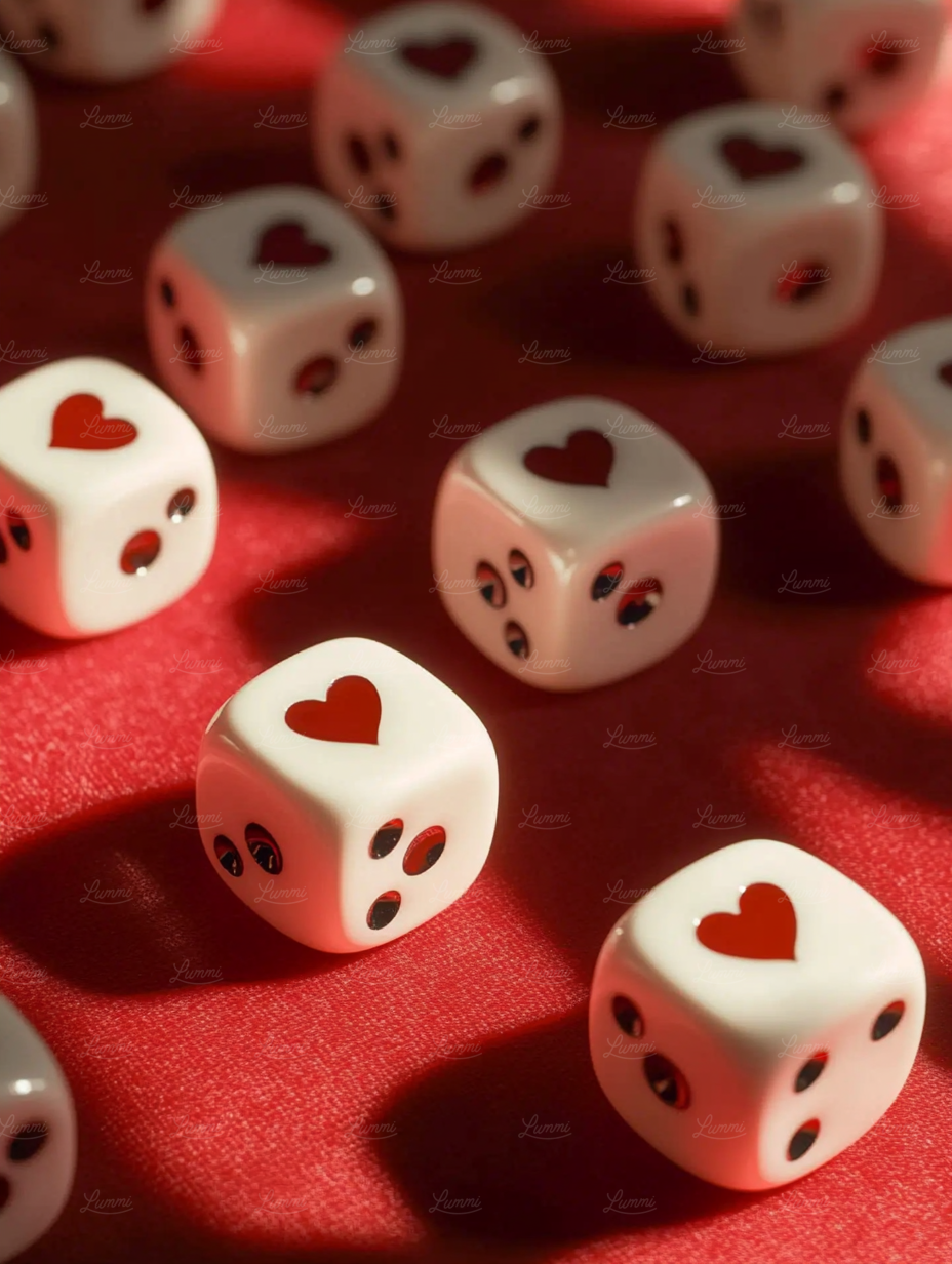 Heart Dice on Red Surface Photo on Lummi