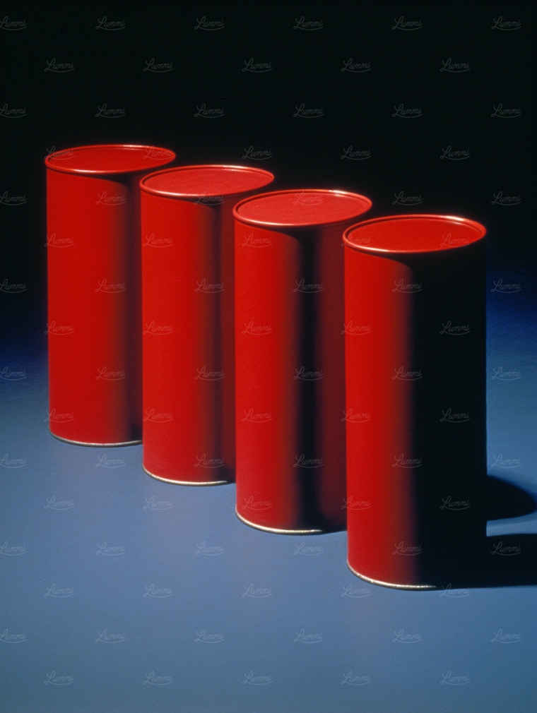 Descending Red Cylinders in Light and Shadow Photo on Lummi