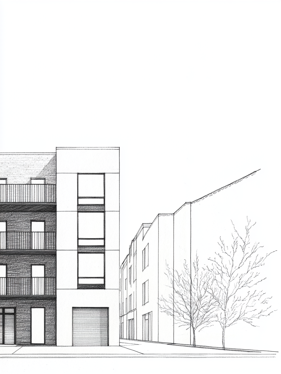Modern Building Facade Drawing Illustration on Lummi