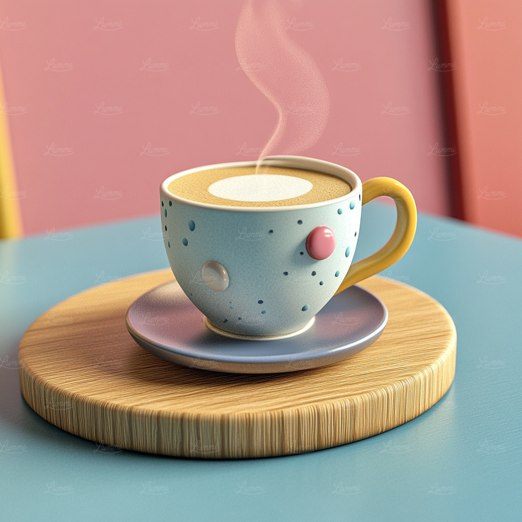 Stylized Polka Dot Coffee Cup Illustration on Lummi