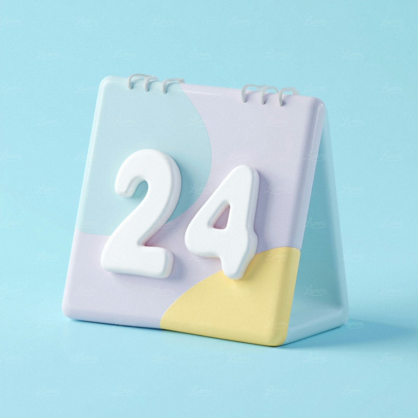 Stylized Calendar with Number 24 3D Image on Lummi