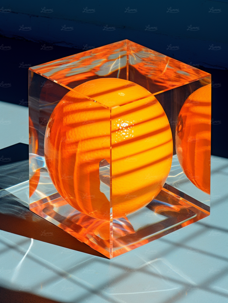 Spectral Sphere Encased in Crystal Cube Photo on Lummi