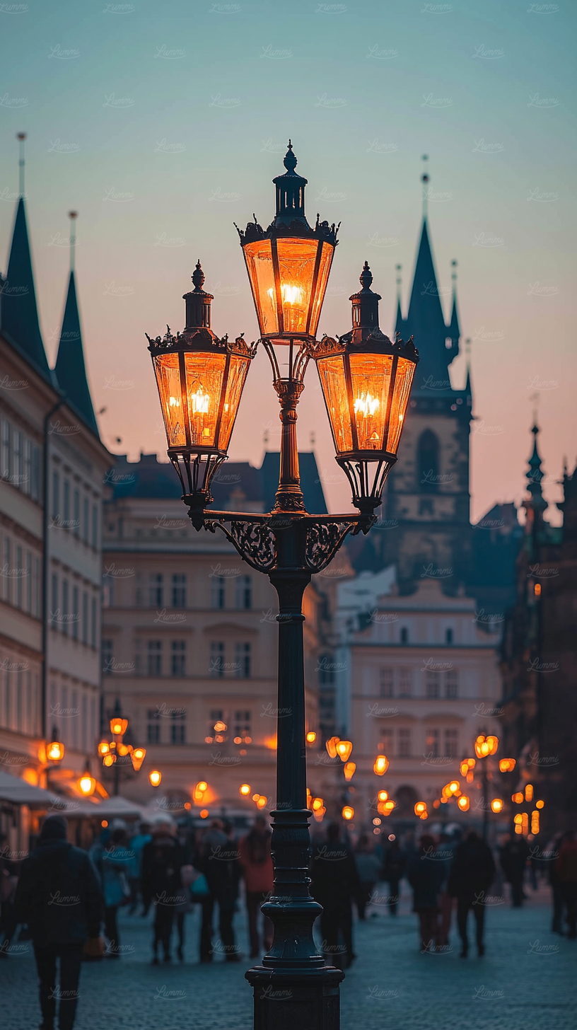 Ornate Street Lamp at Twilight Photo on Lummi