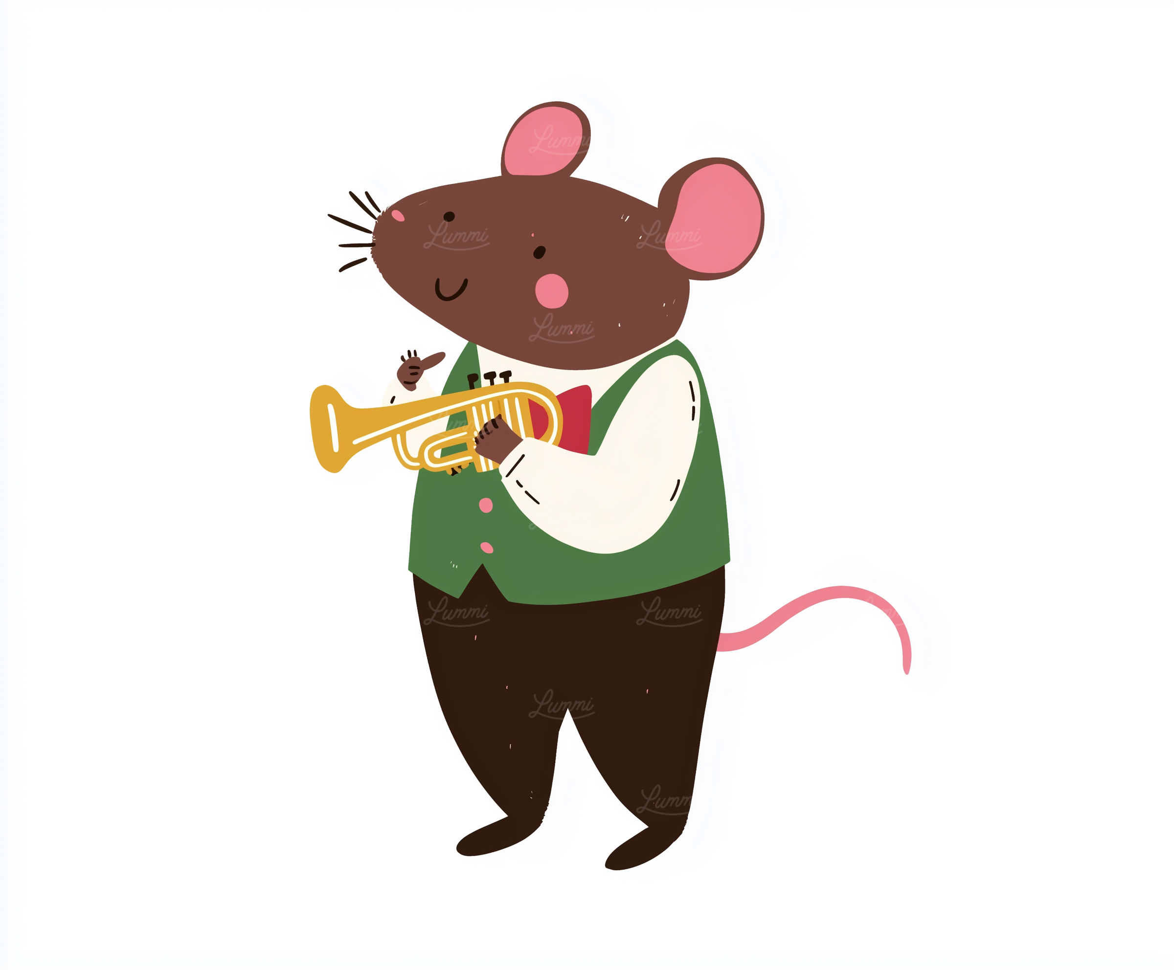 Charming Cartoon Mouse with Trumpet Illustration on Lummi