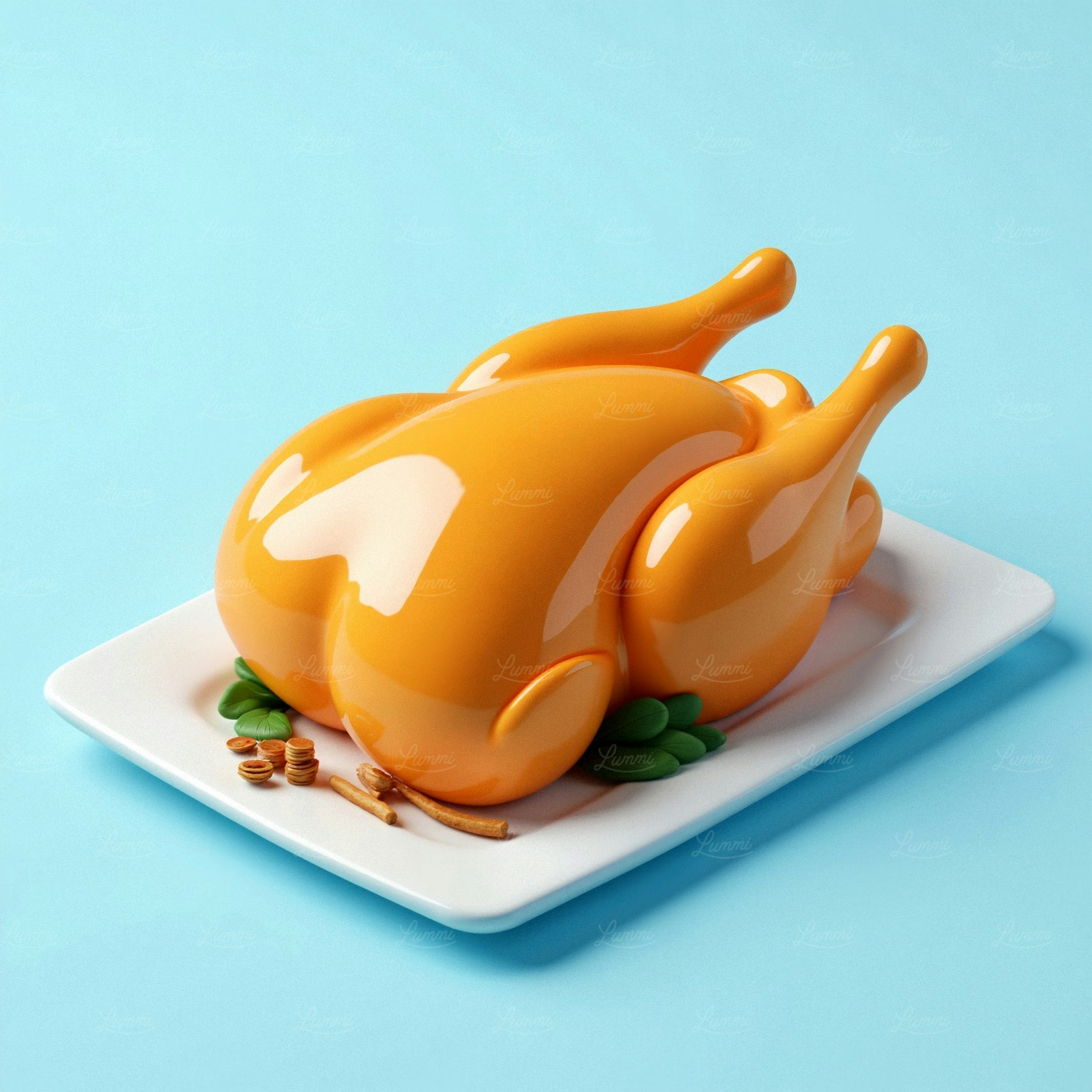 Stylized Roast Chicken 3D Image on Lummi