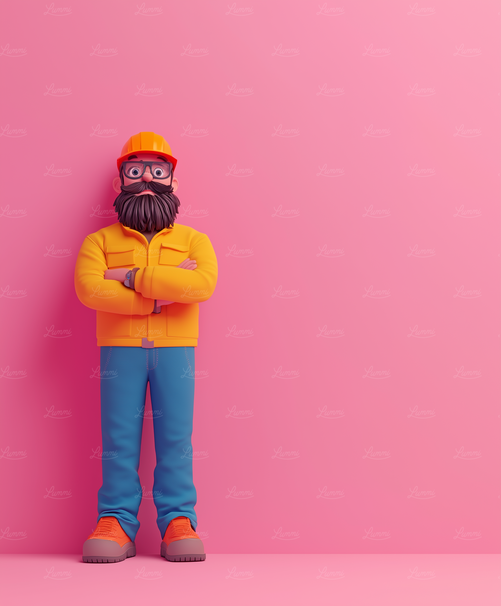 Stylized Worker Illustration 3D Image on Lummi