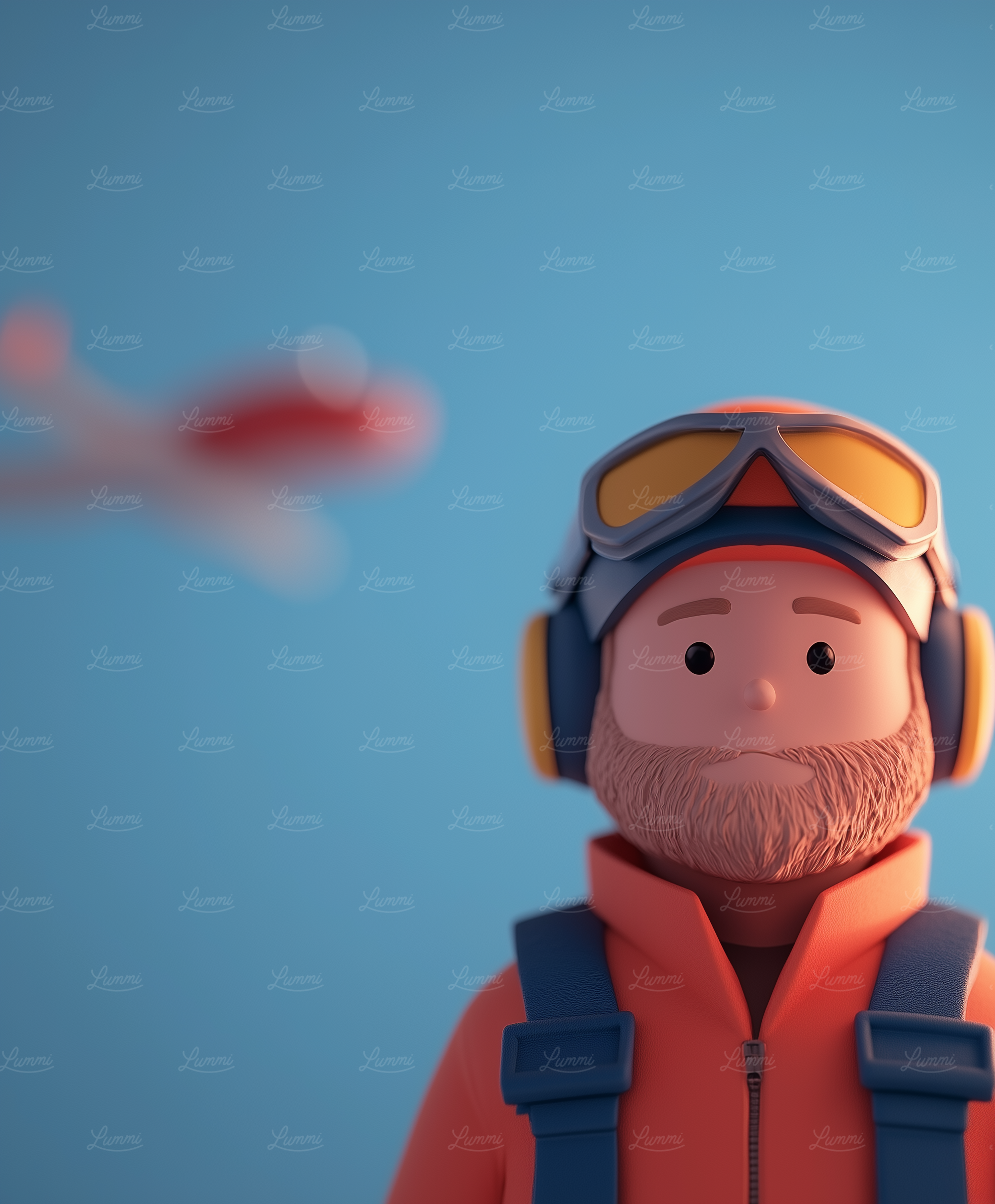 3D Illustration of a Male Aviator 3D Image on Lummi