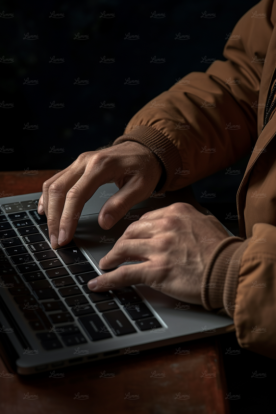 Focused Typing in Moody Light Photo on Lummi