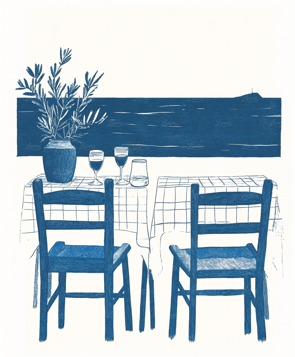 Intimate Seaside Table for Two Illustration on Lummi