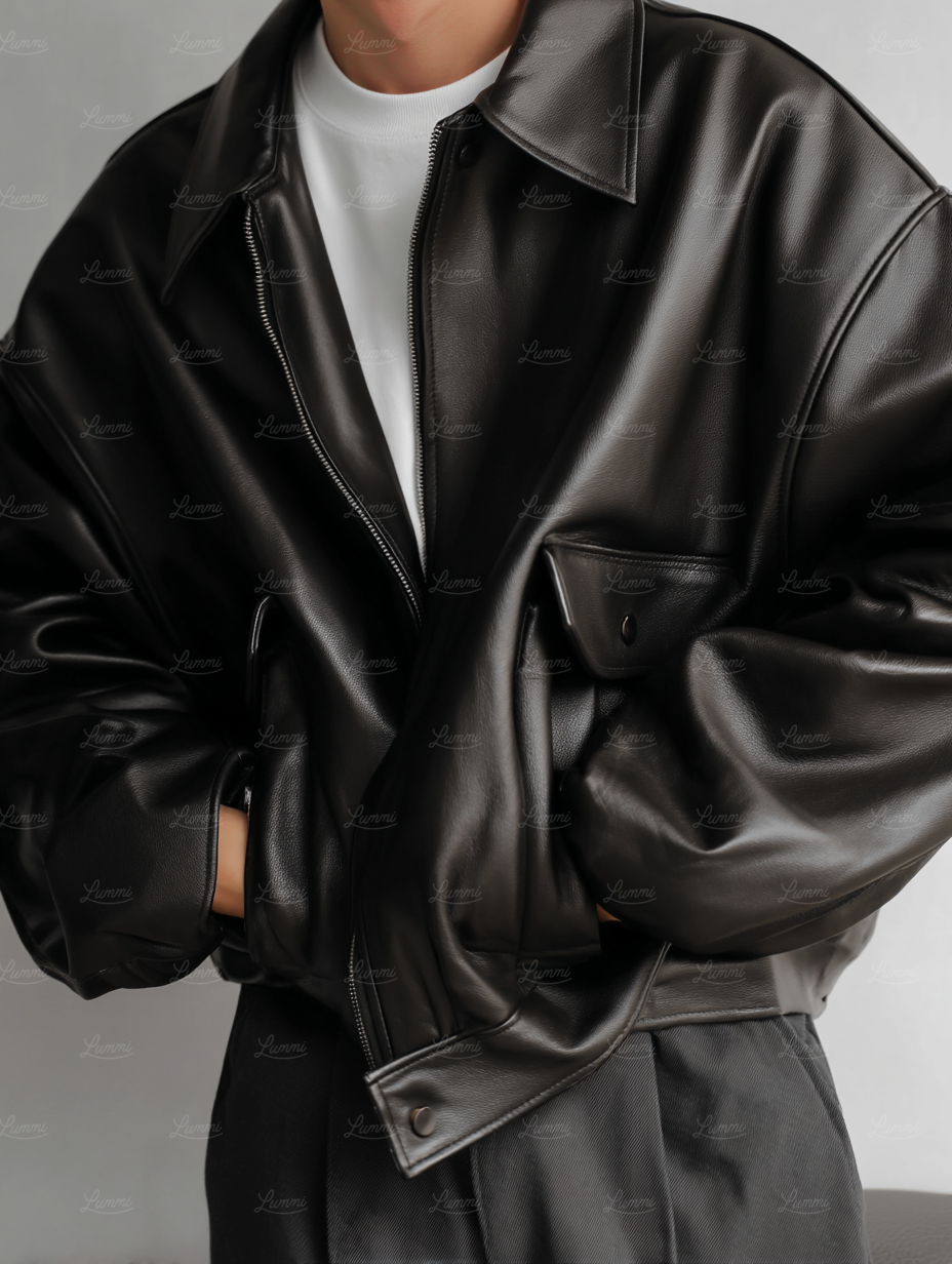 Sleek Leather Jacket Look Photo on Lummi