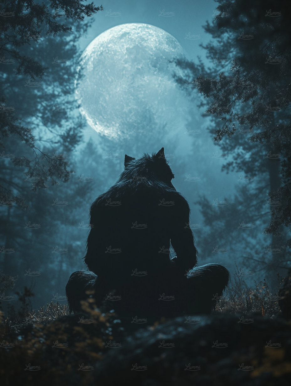 Werewolf Under Moonlight Illustration on Lummi