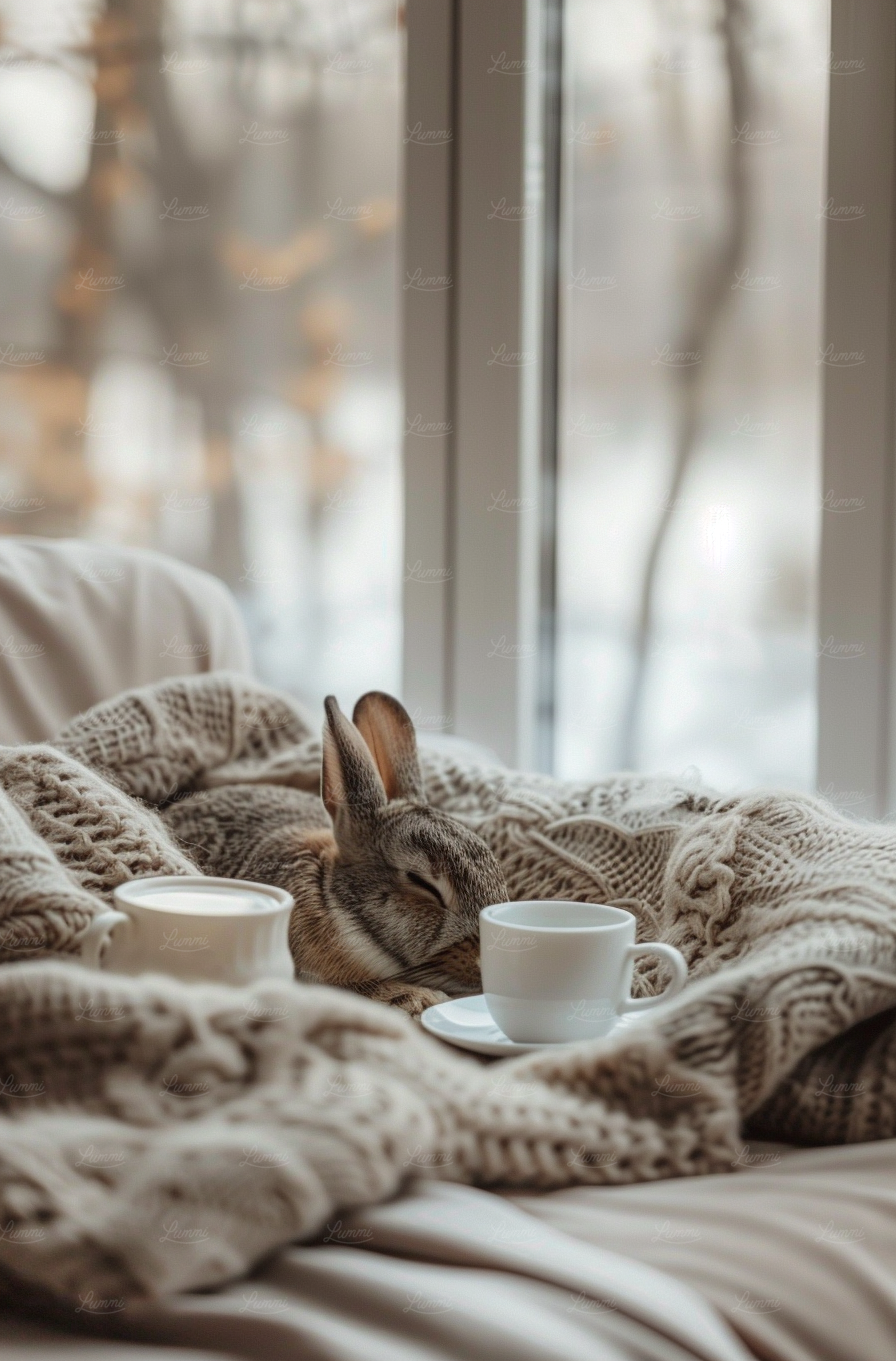 Cozy Rabbit in Blankets Photo on Lummi